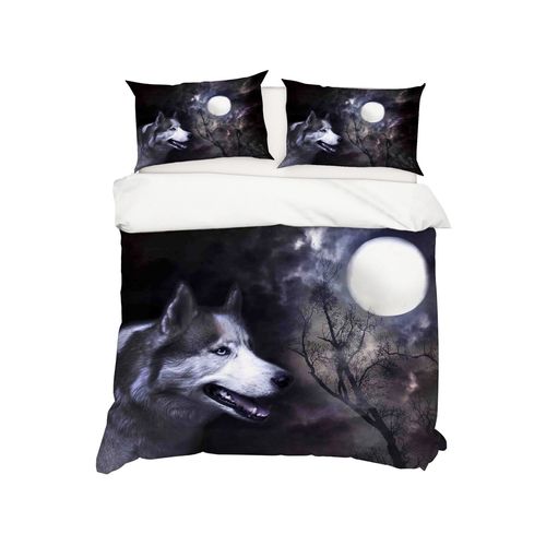 3D Moon Wolf 150 Bedding Set Pillowcases Quilt Duvet Cover Set Queen ...