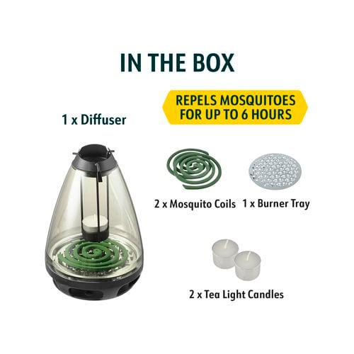 Bite Shield Table Top Mosquito Coil Diffuser W/2 Coils & Candle ...