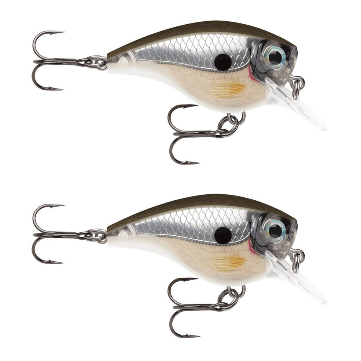 2x Rapala 5cm BX Brat Square Bill Crankbait Fishing Lures - Pearl Grey ...