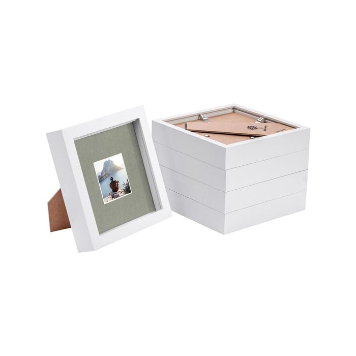 Nicola Spring 6" x 6" White 3D Box Photo Frames - 2" x 2" Mount - Pack ...