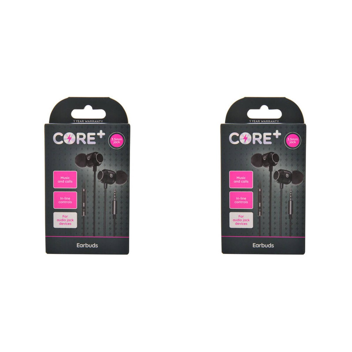 2PK Core 3.5mm Earphones/Earbuds In-Ear Wired w/ Mic 1.2m - Black ...