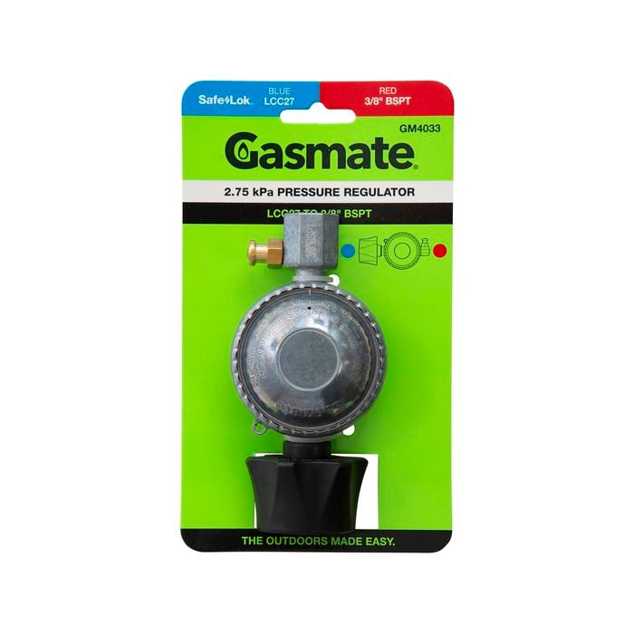 Gasmate 2.75 kPa Pressure Regulator - LCC27 to 3/8" BSPT - Bunnings Australia