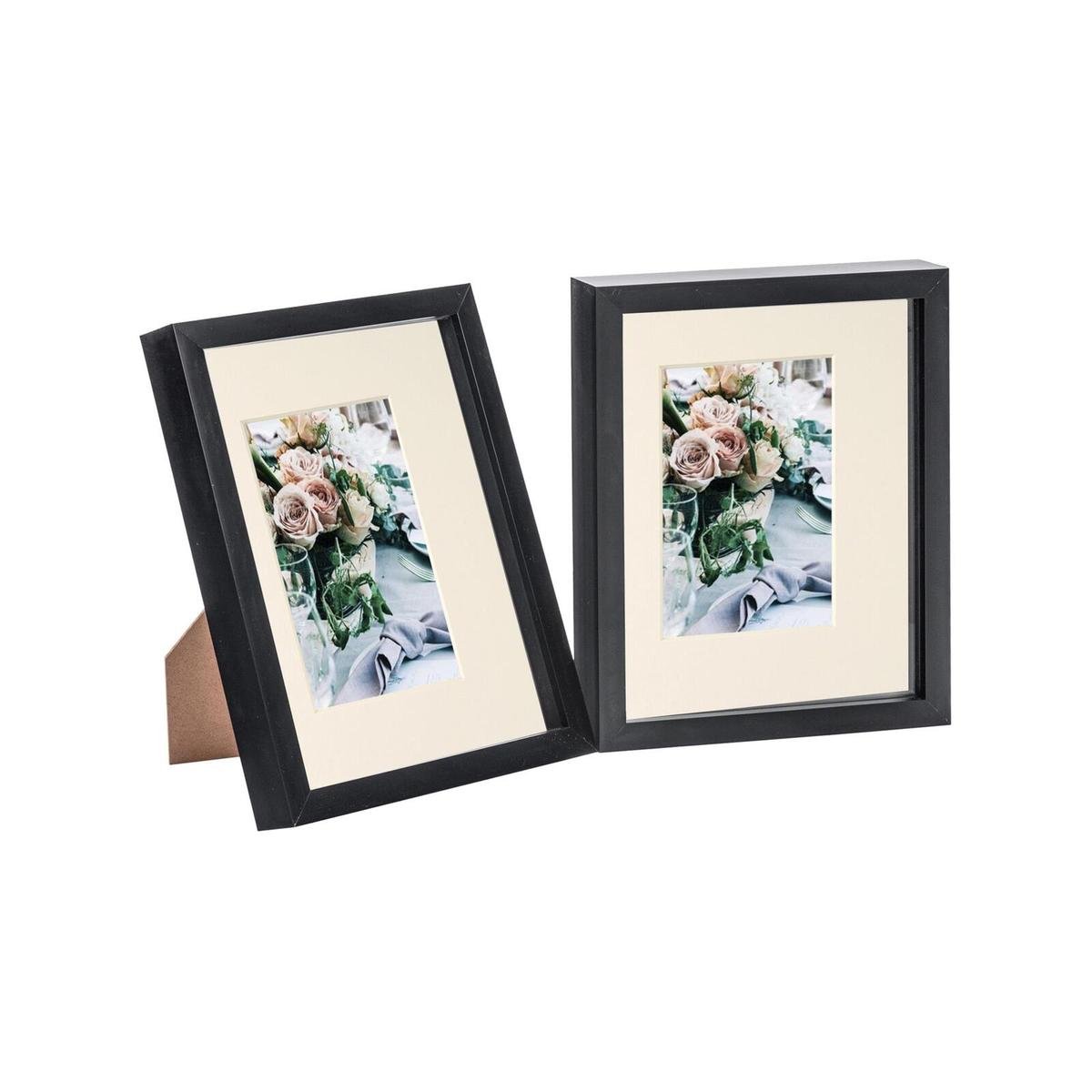 Nicola Spring 8" x 10" Black 3D Box Photo Frames - 4" x 6" Mount ...