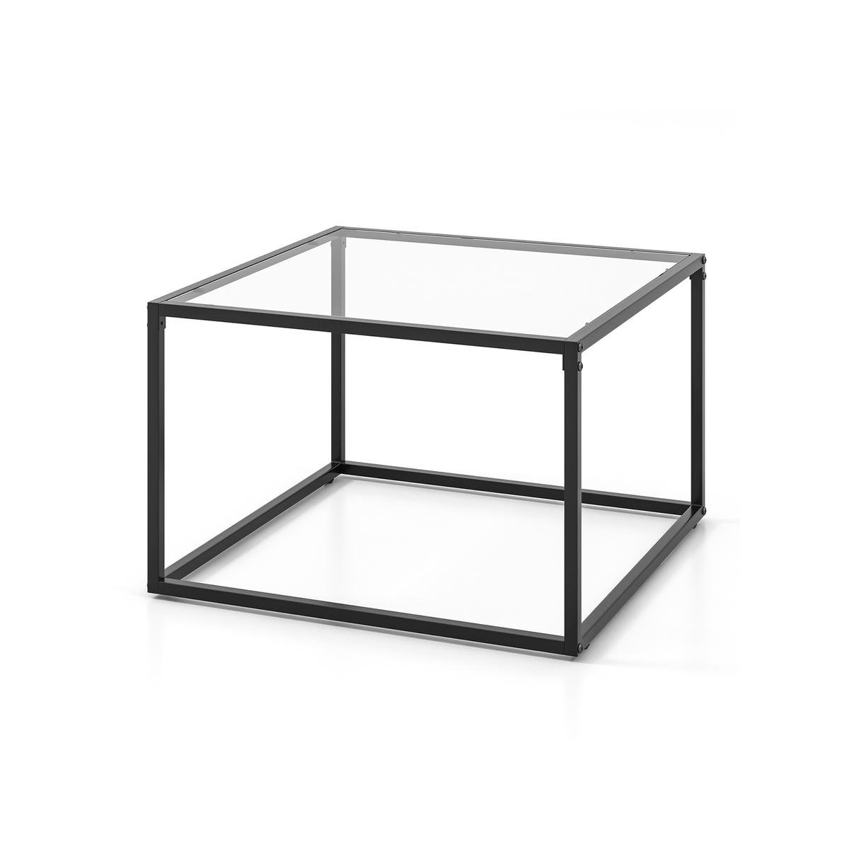 Costway 70 Cm Square Coffee Table Tempered Glass Tabletop Modern ...