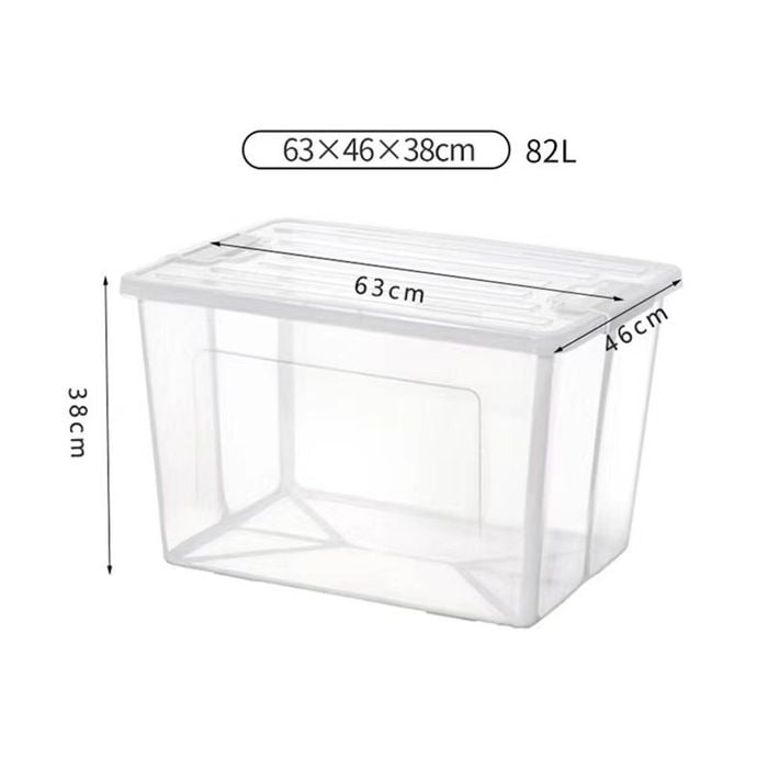 82 Litre Modular Clear Foldable Storage Box with Lid Plastic Tub ...