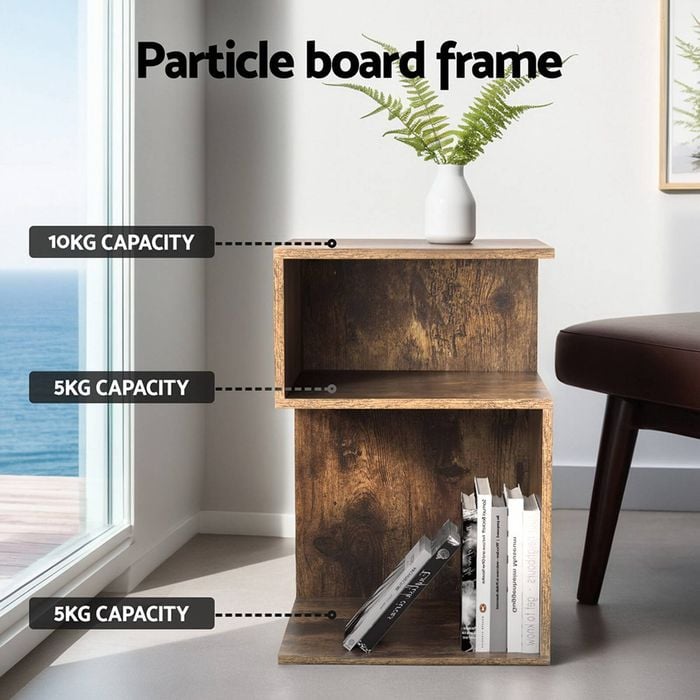 Artiss Bedside Table 2 Shelves - UMENI Rust Oak - Bunnings Australia