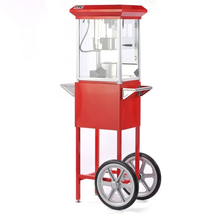 6Oz Popcorn Machine Maker on the wheeled Cart Deck Warmer Popcorn ...