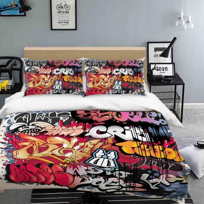 3D Dark Graffiti Quilt Cover Set Bedding Set Duvet Cover Pillowcases ...