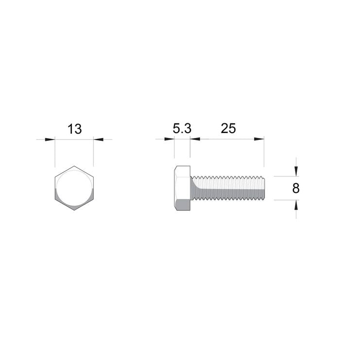 ZENITH M8 x 25mm Hot Dip Galvanised Hex Head Bolts and Nuts - 25 Pack ...