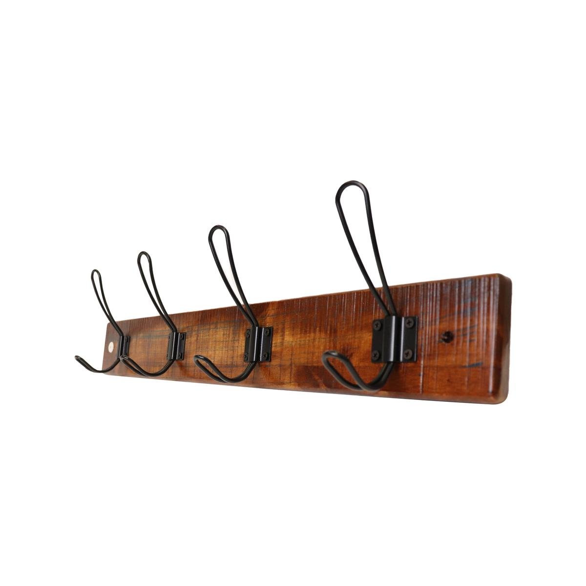 Adoored 4 Double Black Hook Rustic Board Deco Hook Rail - Bunnings New ...