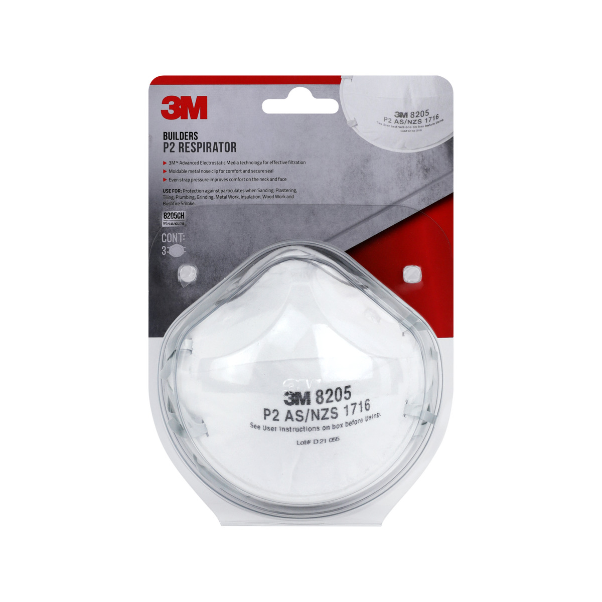 3M Builders P2 Respirator - 3 Pack - Bunnings New Zealand