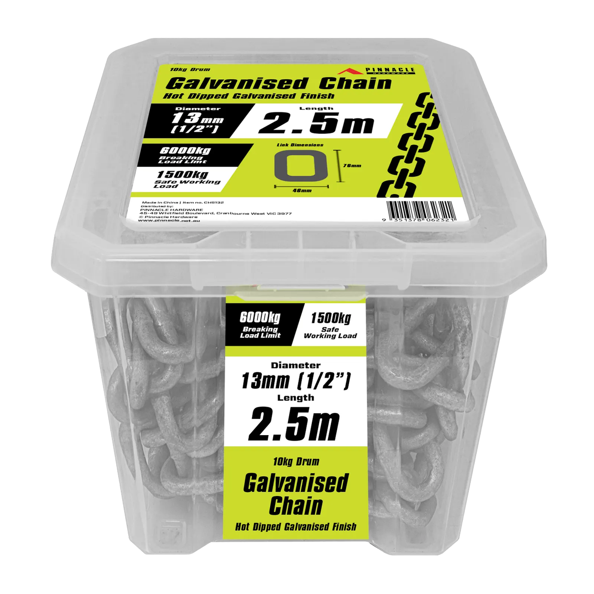 Pinnacle 13mm 1/2" x 2.5m Galvanised Chain - Bunnings New Zealand