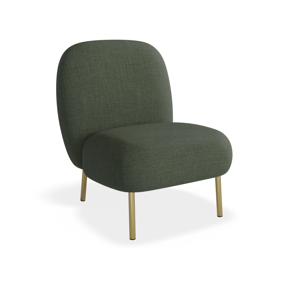 Moulon Chaise Lounge Chair - Kelp Green - Brushed Matt Gold Legs ...