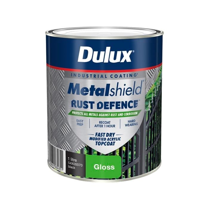 Dulux 1L Black Gloss Metalshield Rust Defence - Bunnings New Zealand
