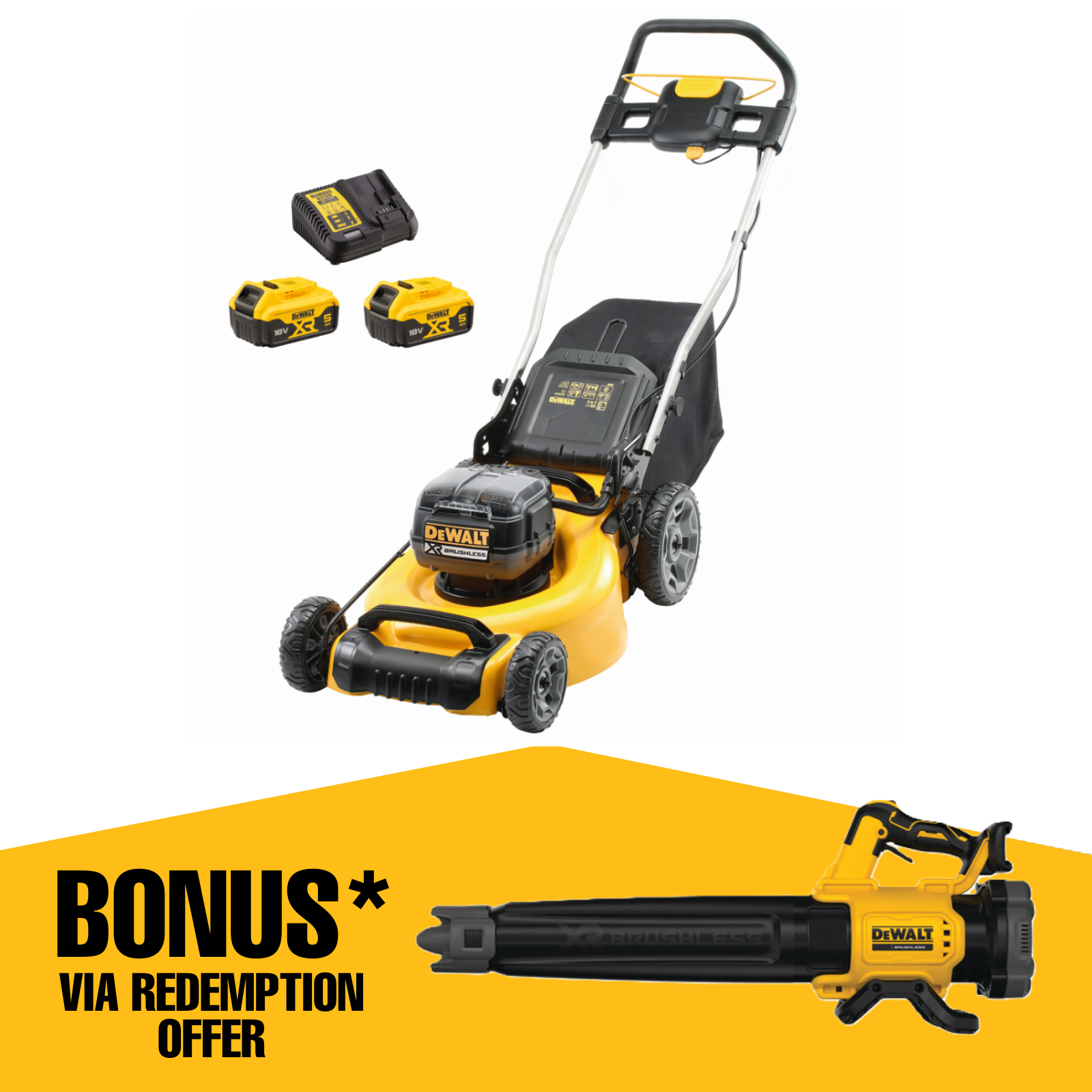 DeWalt 36V 18V x 2 5.0Ah XR Li ion Cordless Brushless Lawn Mower Combo Kit Bunnings Australia