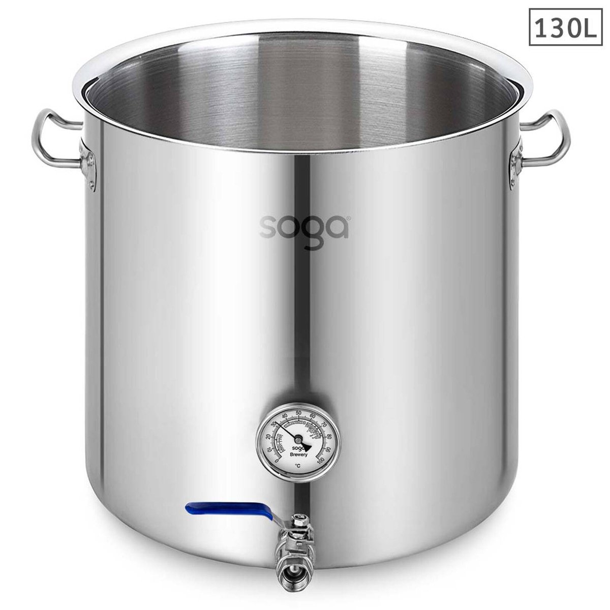 SOGA 130L Stainless Steel No Lid Brewery Pot With Beer Valve (55*55cm ...