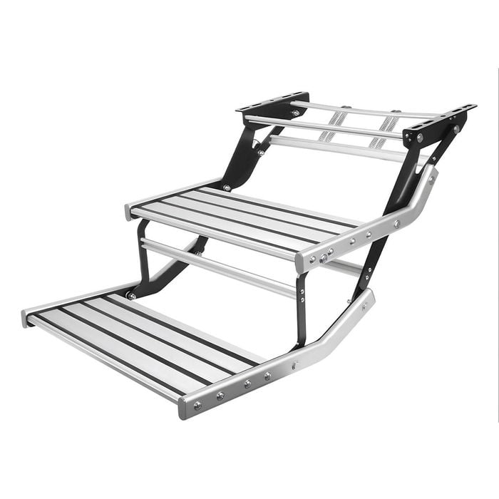 Gear360 2-Step Caravan Folding Step Ladder - Pull-Out Aluminum RV ...