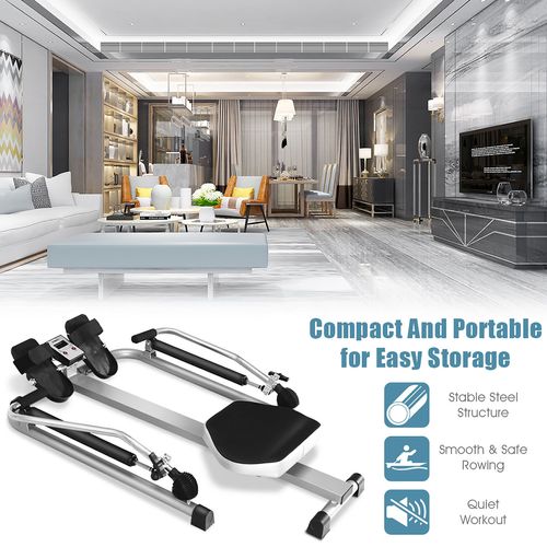 Costway Rowing Machine Adjustable Hydraulic Resistance & Full Arm ...