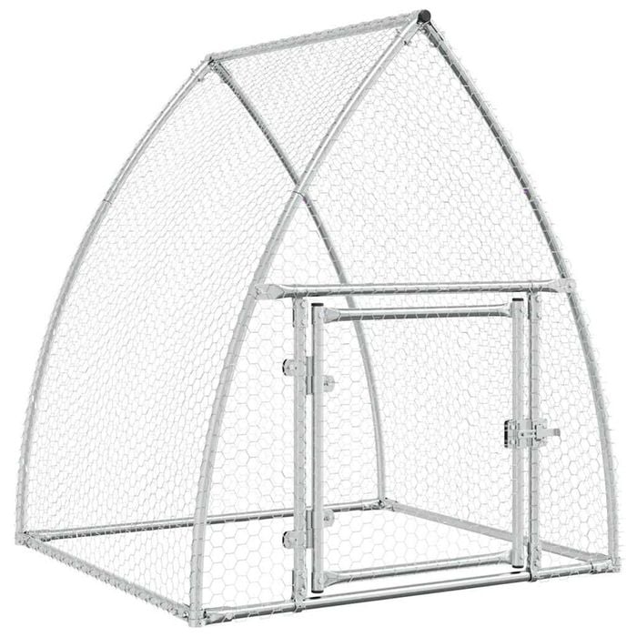 vidaXL Chicken Cage Hen House Poultry Coop Enclosure Silver Galvanised ...