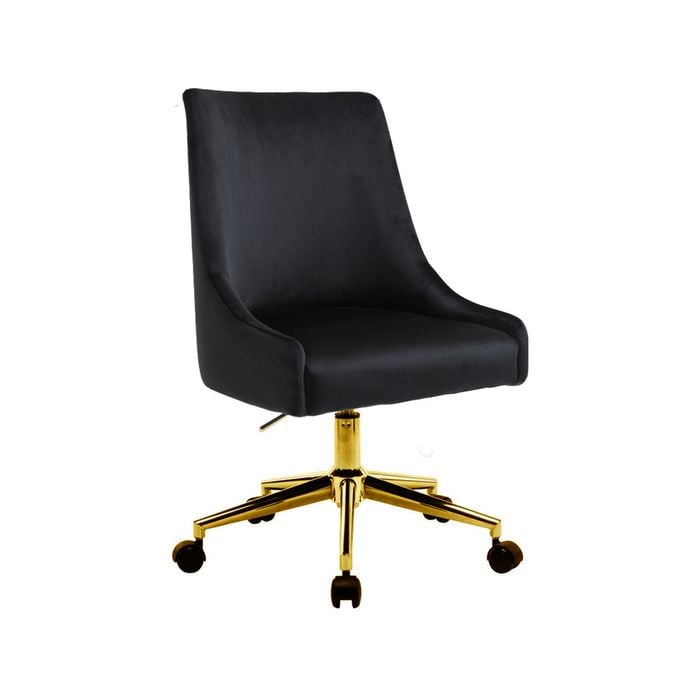 Hamilton office chair in velvet and gold legs - Black - Bunnings Australia