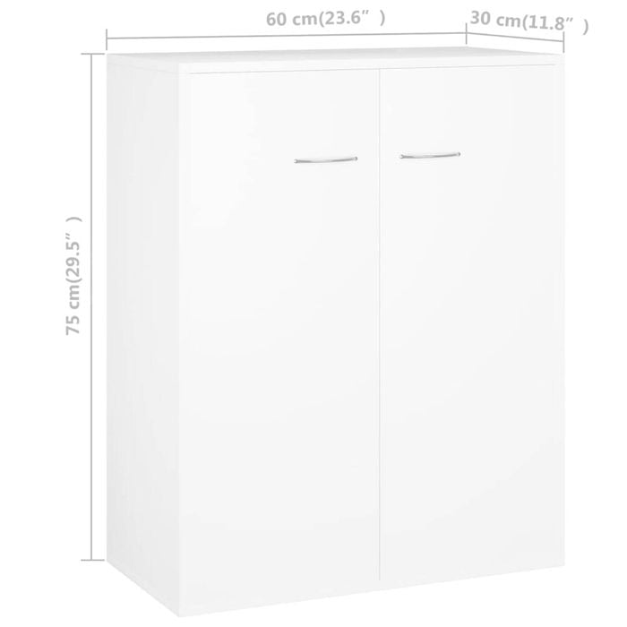vidaXL Sideboard White Engineered Wood Side Cabinet Storage Home ...