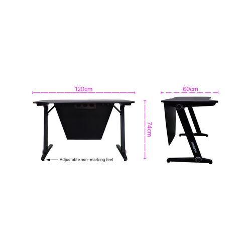 OVERDRIVE Gaming Desk PC Table Setup Computer Carbon Fiber Style Black ...
