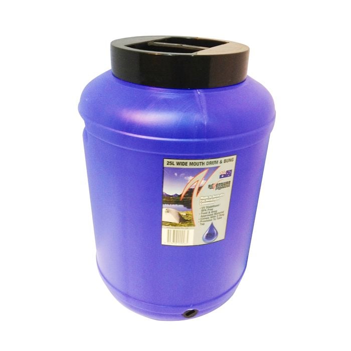 AdVenture Products 25L Blue Tint Wide Mouth Water Storage Drum With ...