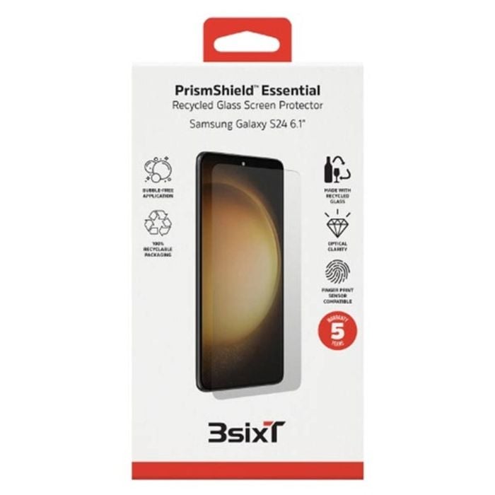 3sixT PrismShield Essential Screen Protector (Suits Galaxy S24) - Clear ...