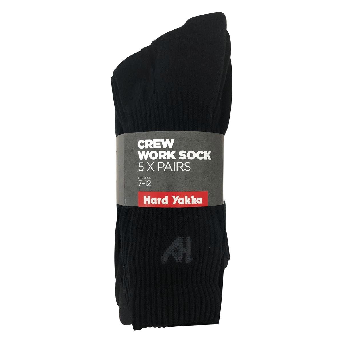 Hard Yakka Size 7-12 Black Crew Work Socks - 5 Pack - Bunnings Australia