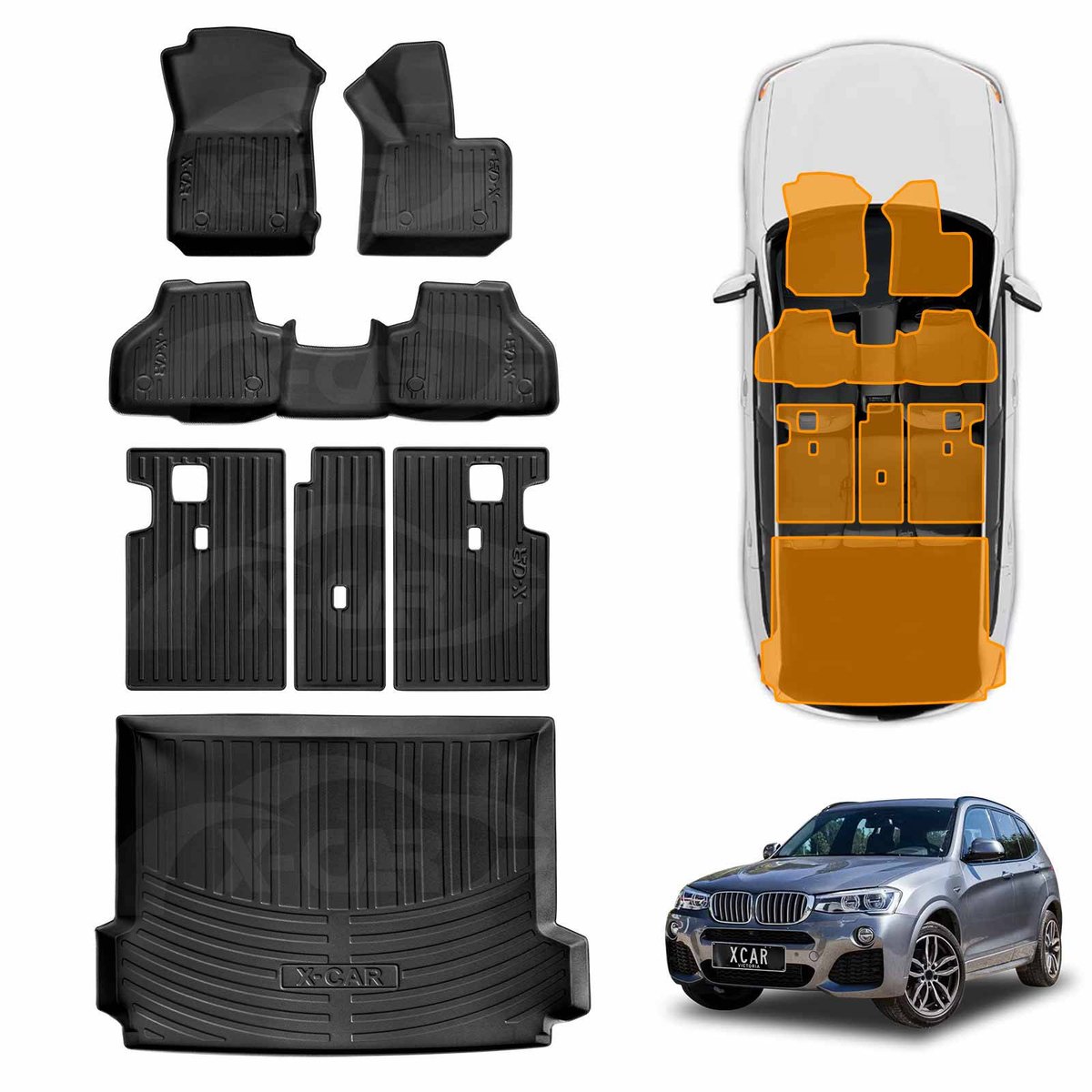 Floor Mats Boot Liner Set for BMW X3 2011-2017 F25 Series All Weather ...