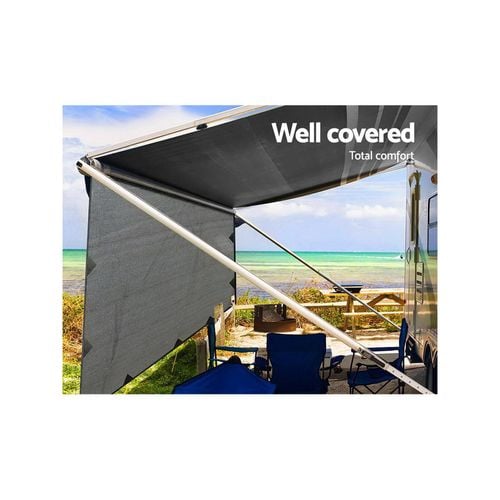 Caravan Privacy Screens Roll Out Awning 4.6x1.95M End Wall Side Sun ...