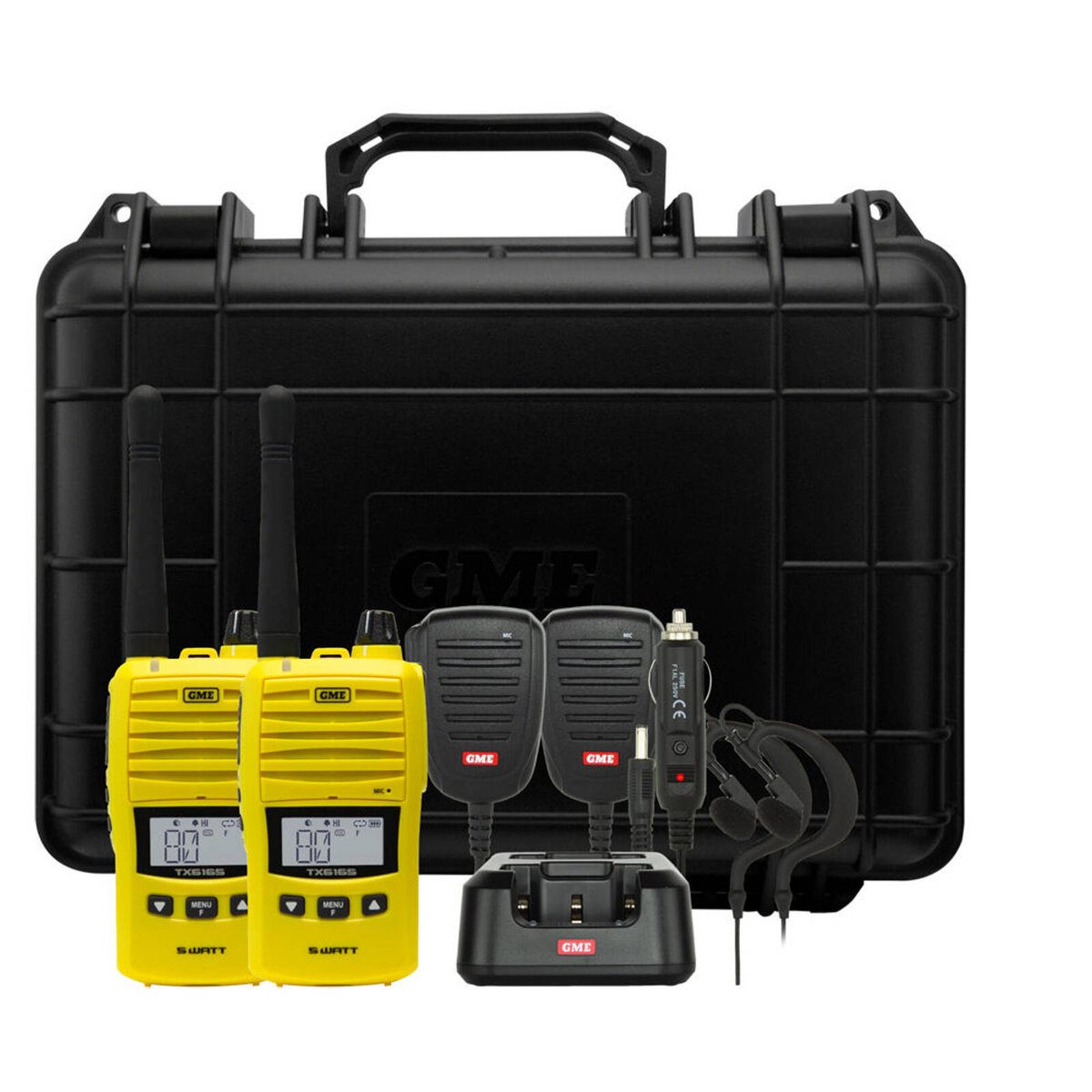 GME UHF CB 5/1 Watt IP67 Waterproof Handheld Radio Twin Pack w ...