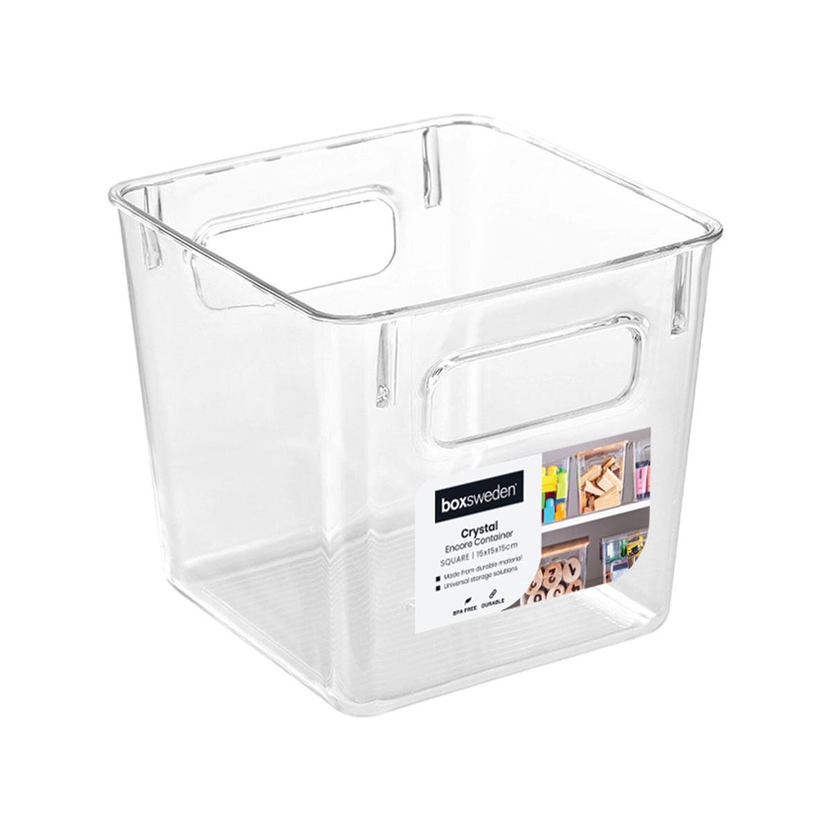 Boxsweden 15 x 15 x 15cm Small Clear Square Storage Container ...