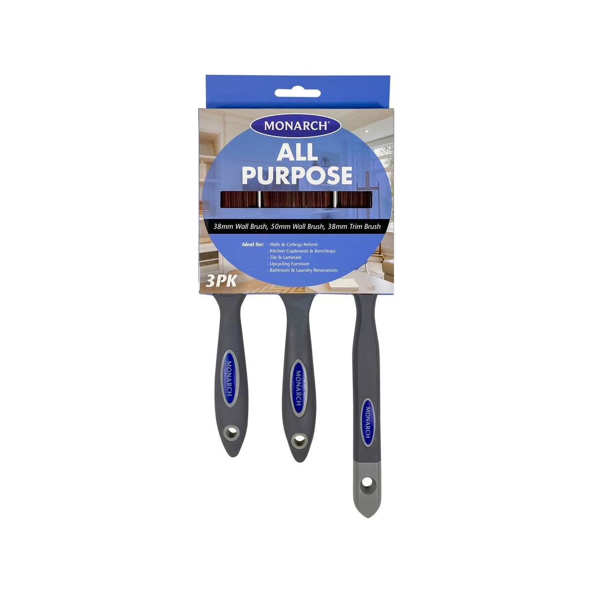 Monarch 3 Piece All Purpose Project Brush Pack - Bunnings Australia
