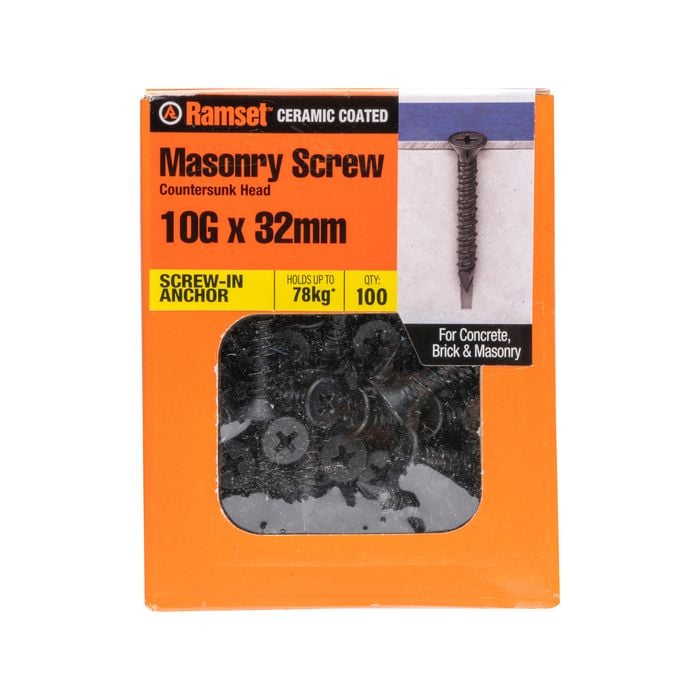 Ramset Black Countersunk Masonry Screw - Box 100 - Bunnings Australia