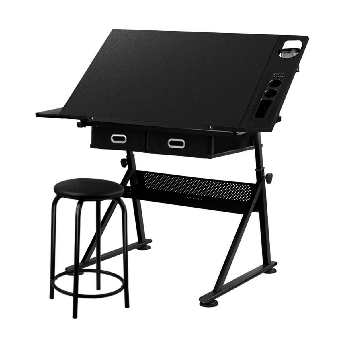 Artiss Drawing Desk Stool Set Drafting Table Adjustable Angle Tilt ...