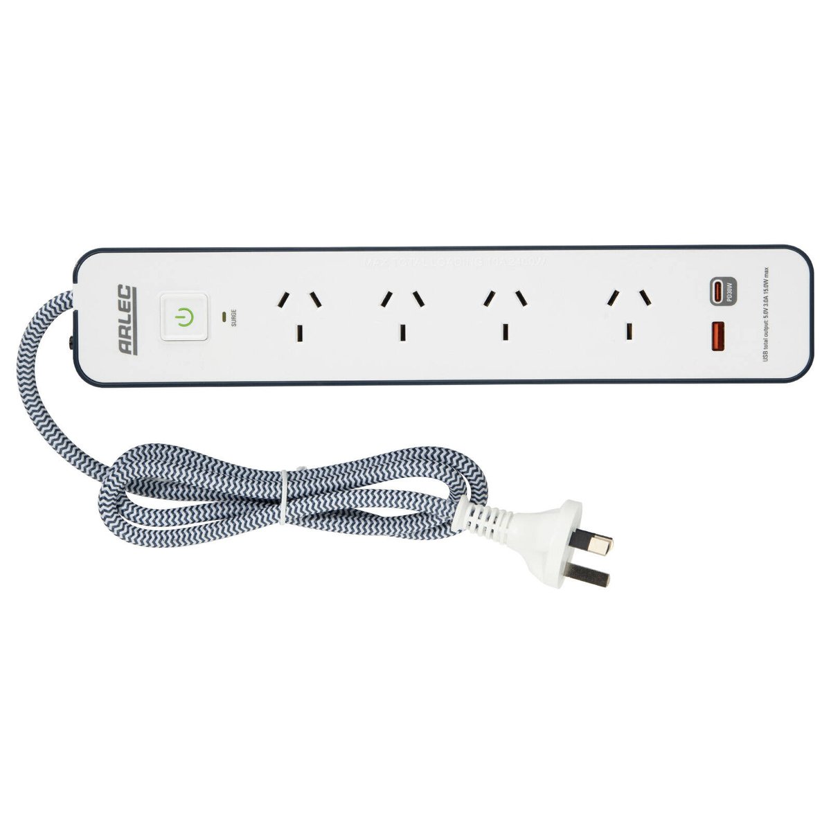 Arlec 4 Outlet Individually Switched Powerboard with Safety Overload ...