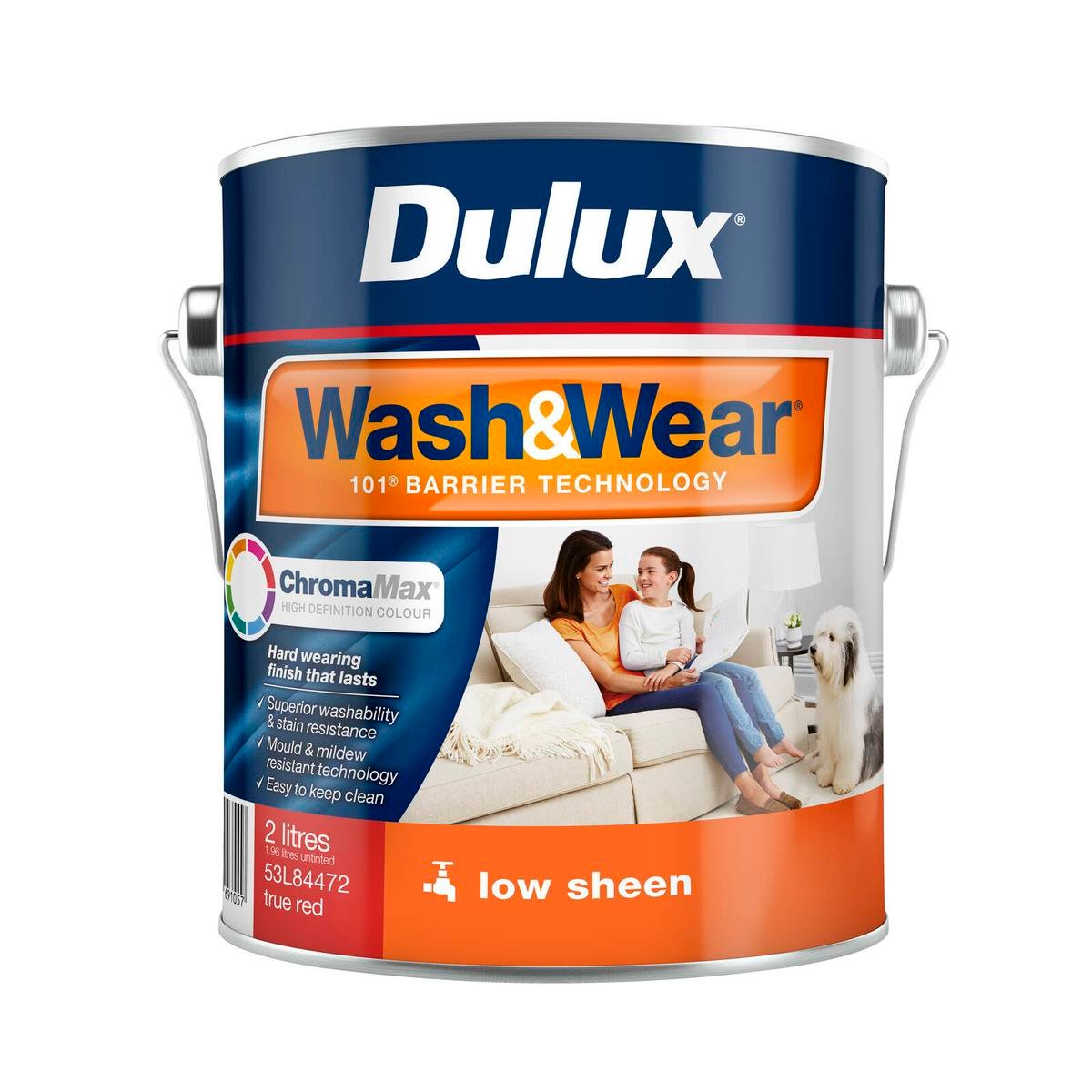 Dulux 2L True Red Low Sheen Wash&Wear Interior Paint - Bunnings Australia