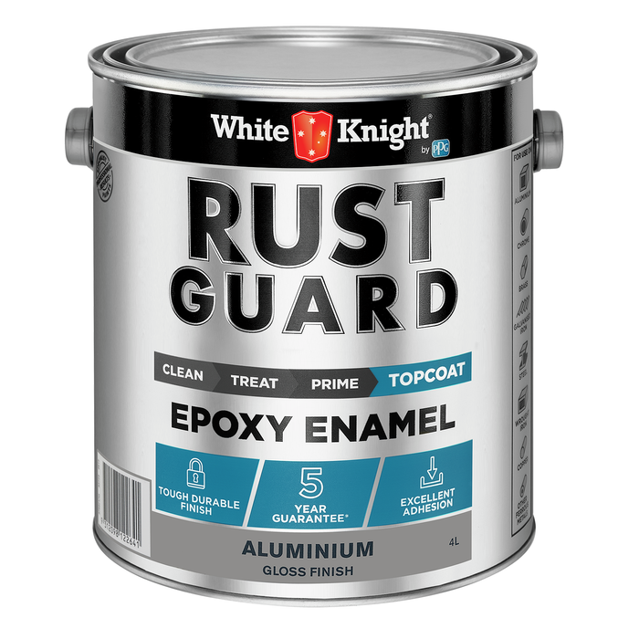 White Knight 4L Aluminium Gloss Rust Guard Epoxy Enamel Paint ...