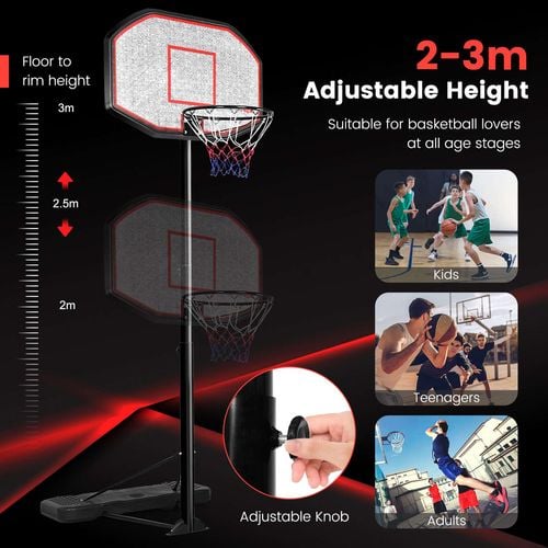 Costway Adjustable Basketball Hoop Stand System Outdoor Basketball Ring ...