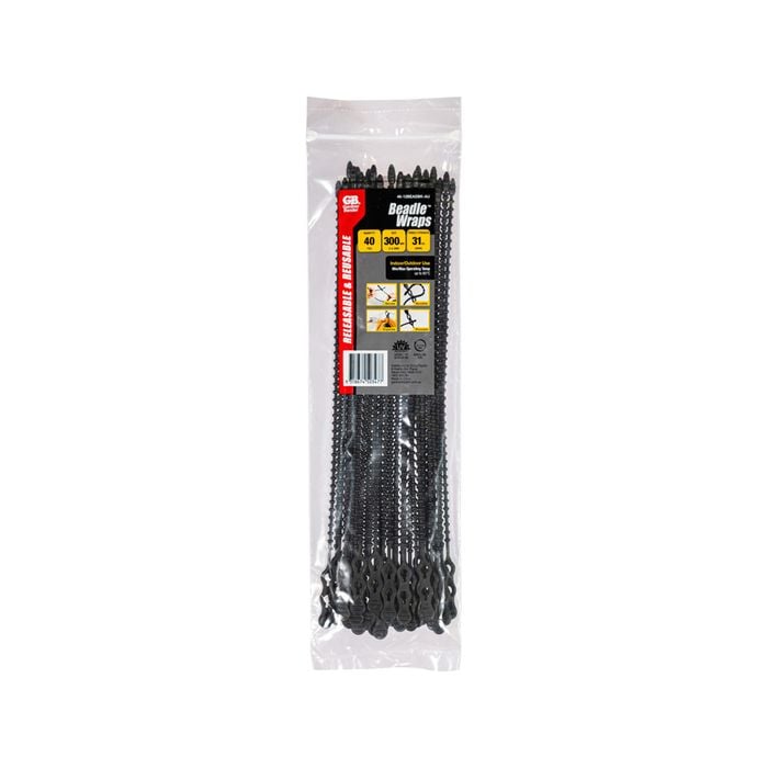 Gardner Bender 305mm Black Beadle Wrap Cable Ties - 40 Pack - Bunnings ...