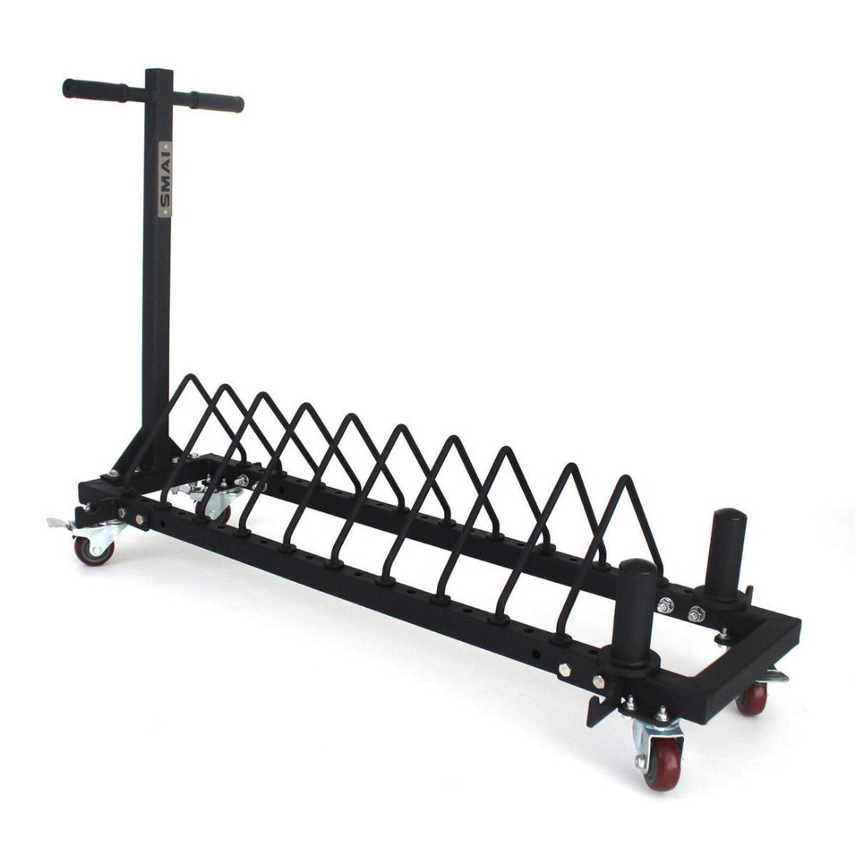 SMAI Bumper Plate Storage - Trolley - Black - Bunnings Australia