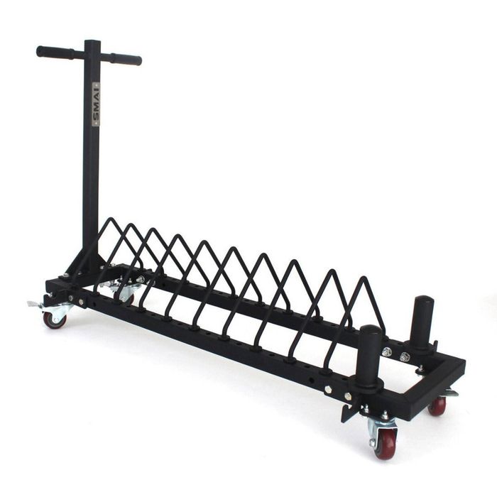 SMAI Bumper Plate Storage - Trolley - Black - Bunnings Australia